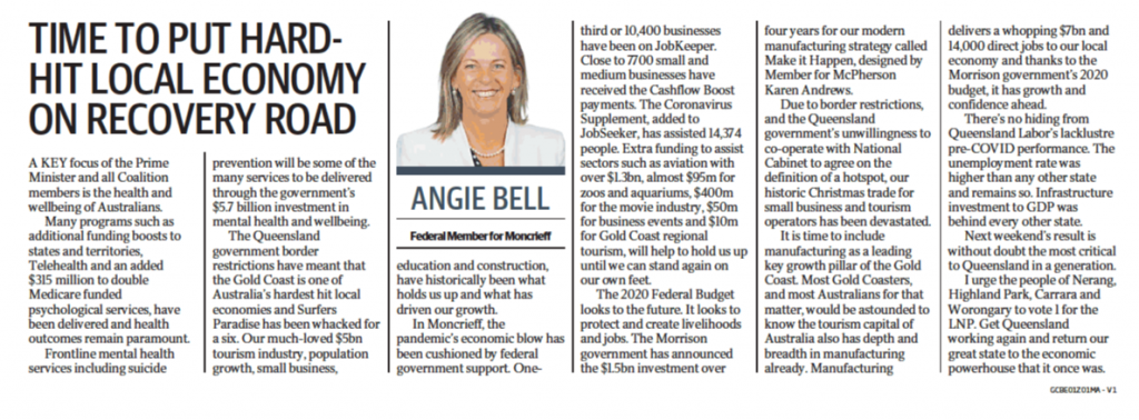 Time to Put Hard-hit Economy on Recovery Road – Angie Bell